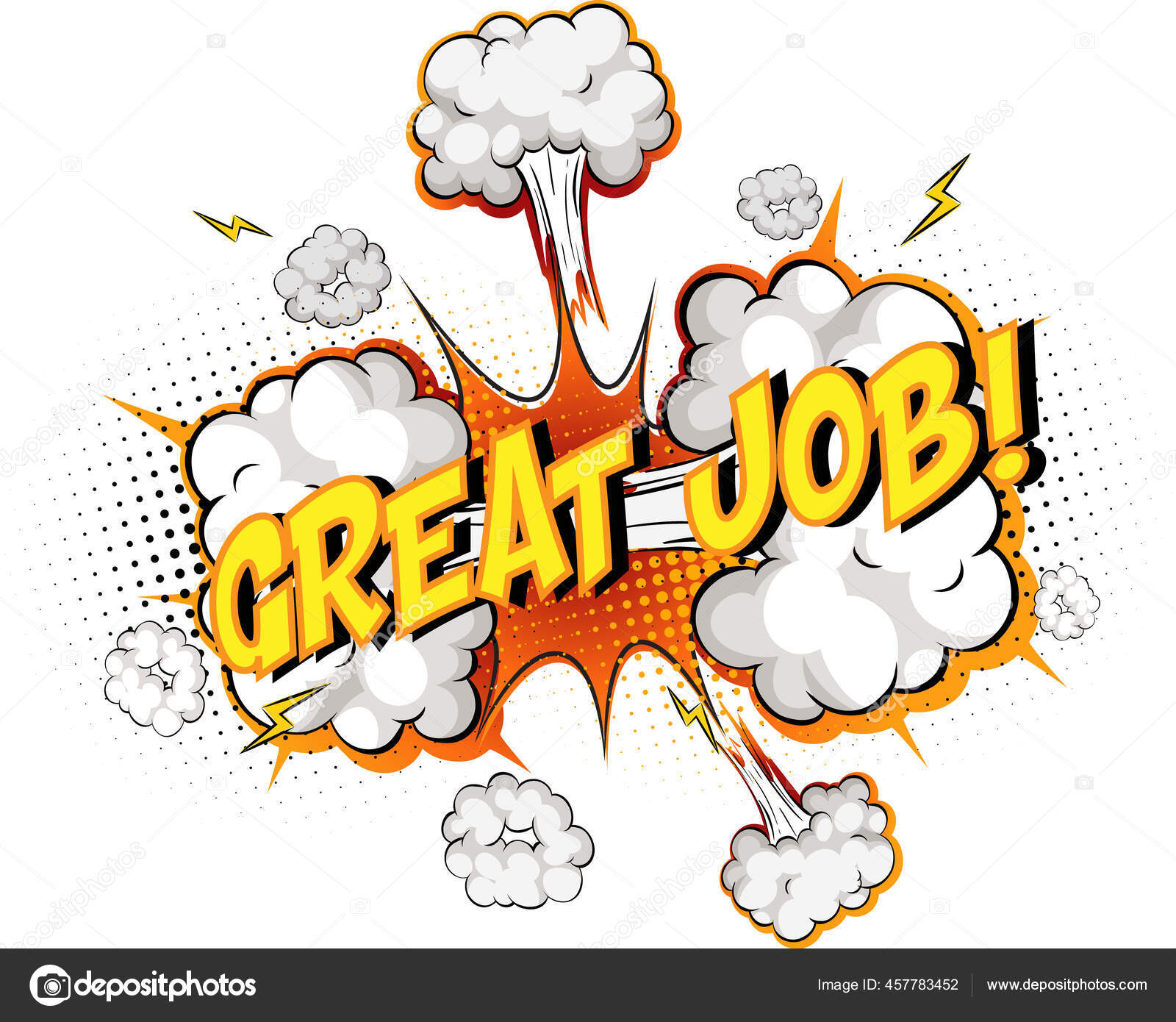 Word Great Job Comic Cloud Explosion Background Illustration Stock ...
