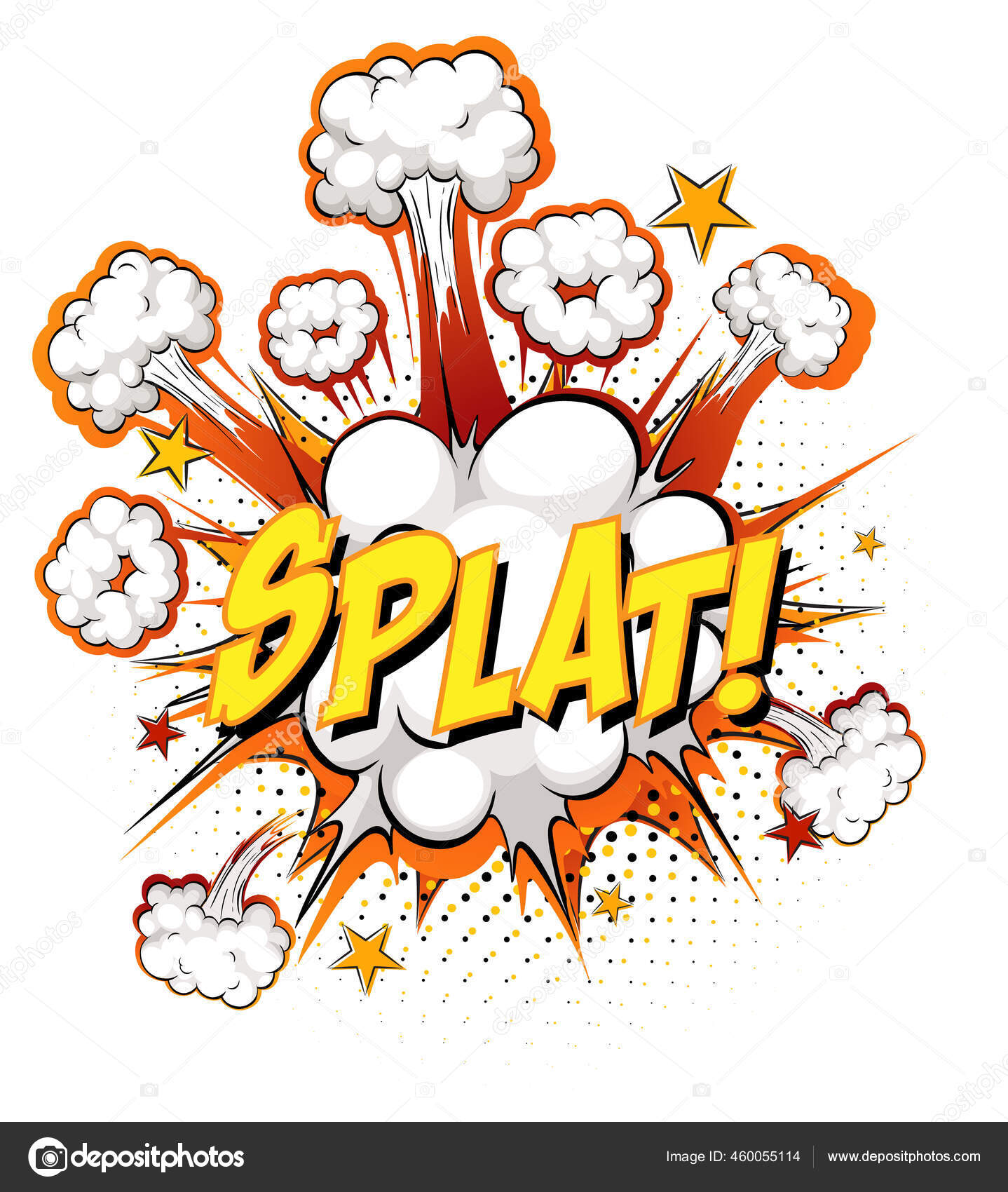 Splat Text Comic Cloud Explosion Isolated White Background Illustration ...