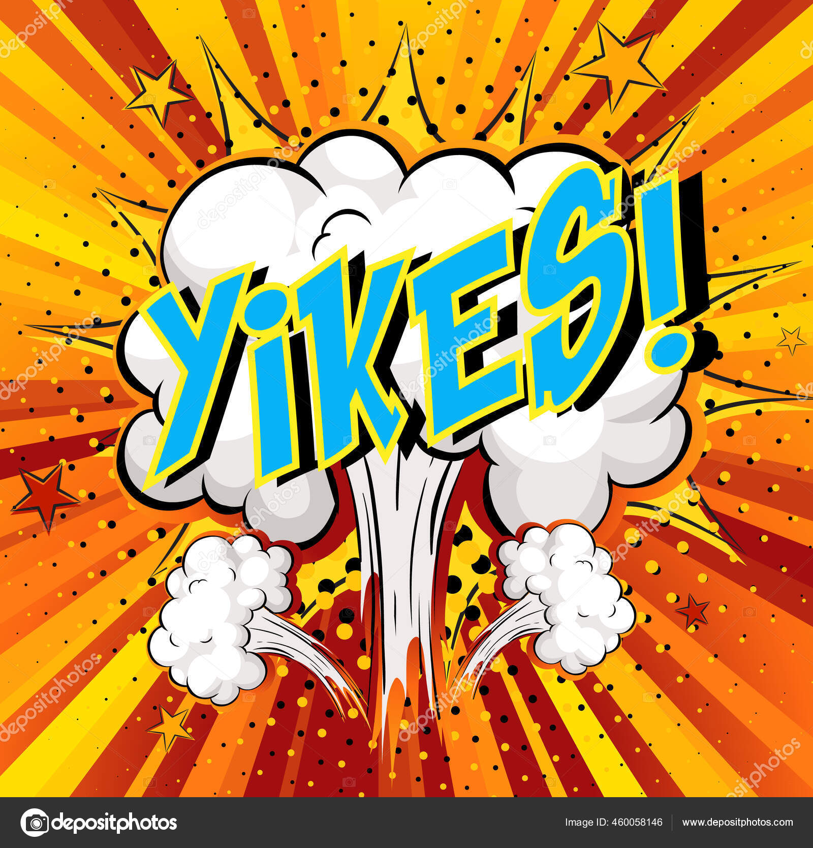 Word Yikes Comic Cloud Explosion Background Illustration Stock Vector ...