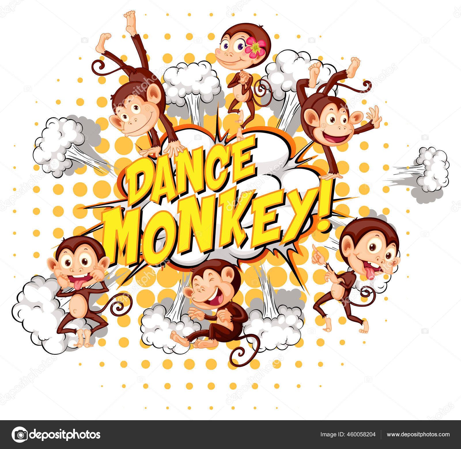 Dance Monkey Speech Bubble Many Monkeys Illustration Stock Vector by ...