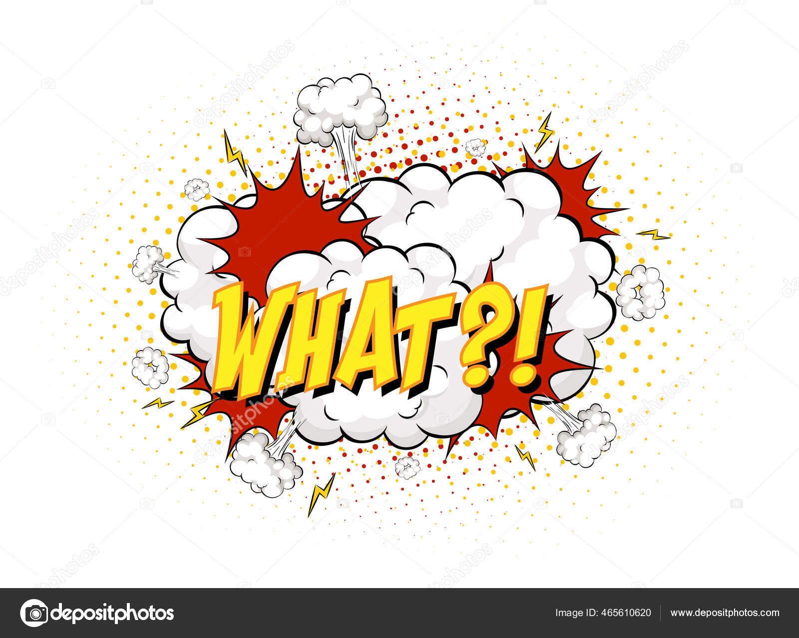 What Text Comic Cloud Explosion Isolated White Background Illustration ...