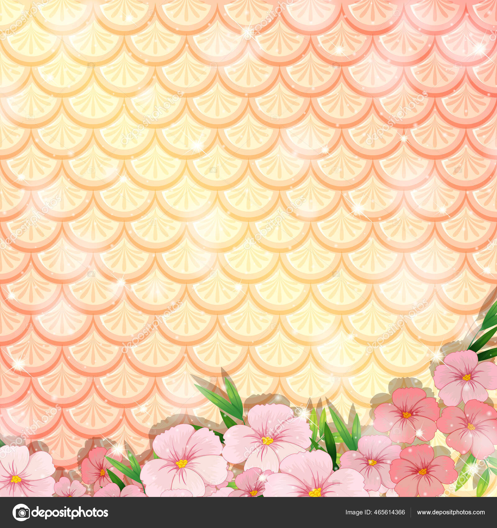 Fantasía Peces Escamas Fondo Con Muchas Flores Ilustración Vector de ...