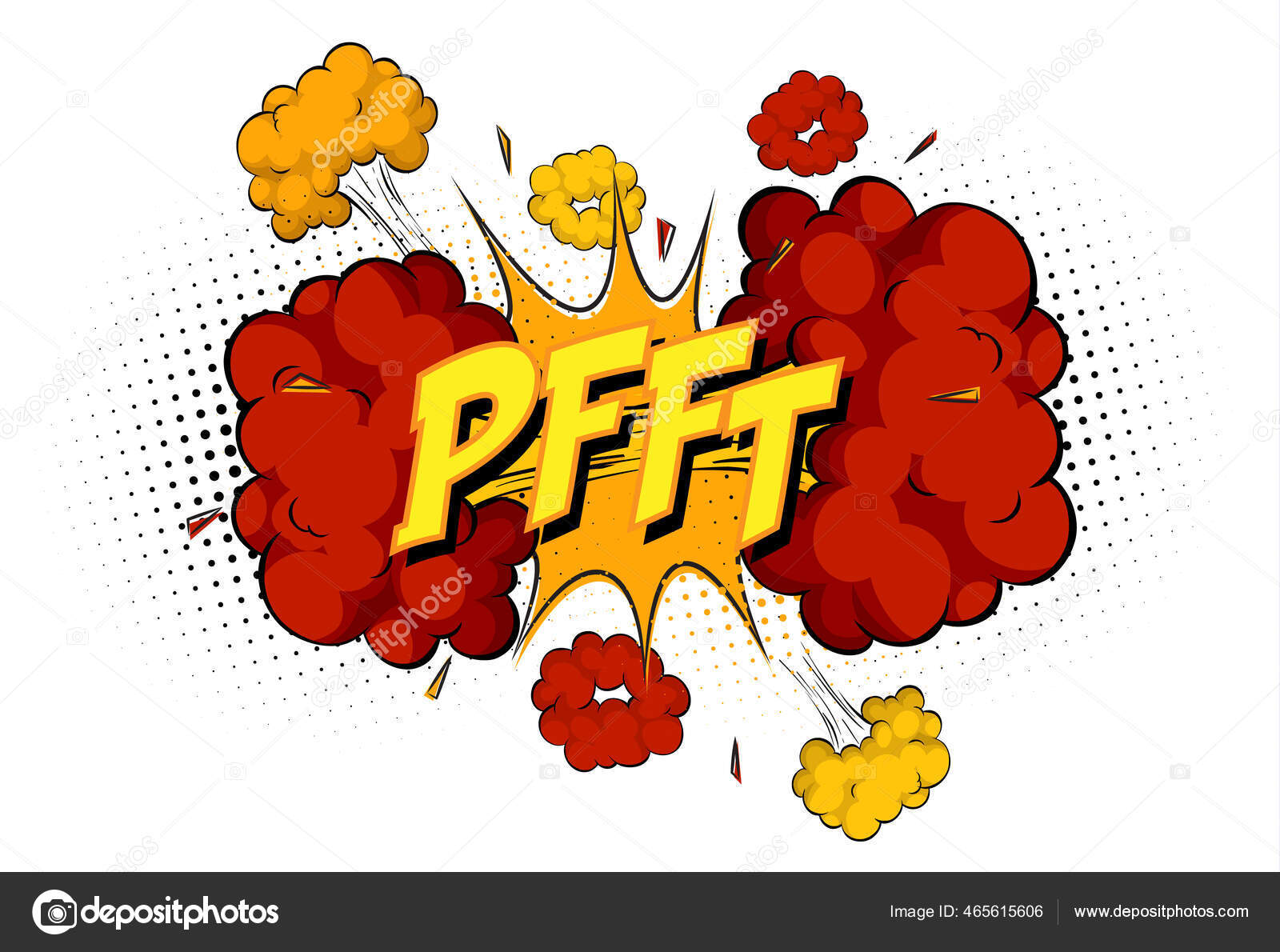 Pfft Text Comic Cloud Explosion Isolated White Background Illustration ...