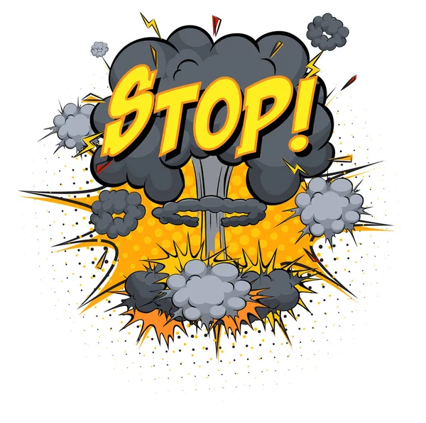 Stop Text Comic Cloud Explosion Isolated White Background Illustration ...