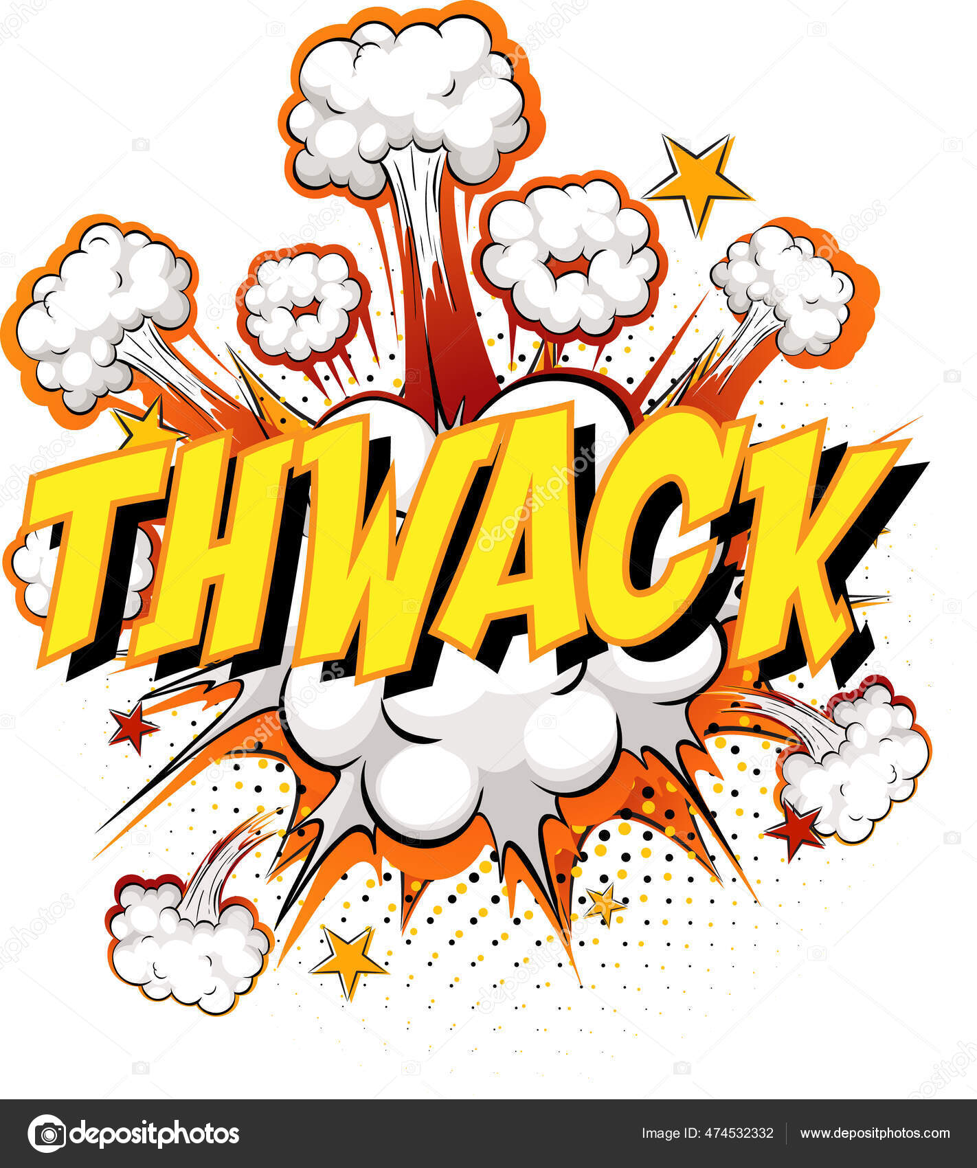 Word Thwack Comic Cloud Explosion Background Illustration Stock Vector ...