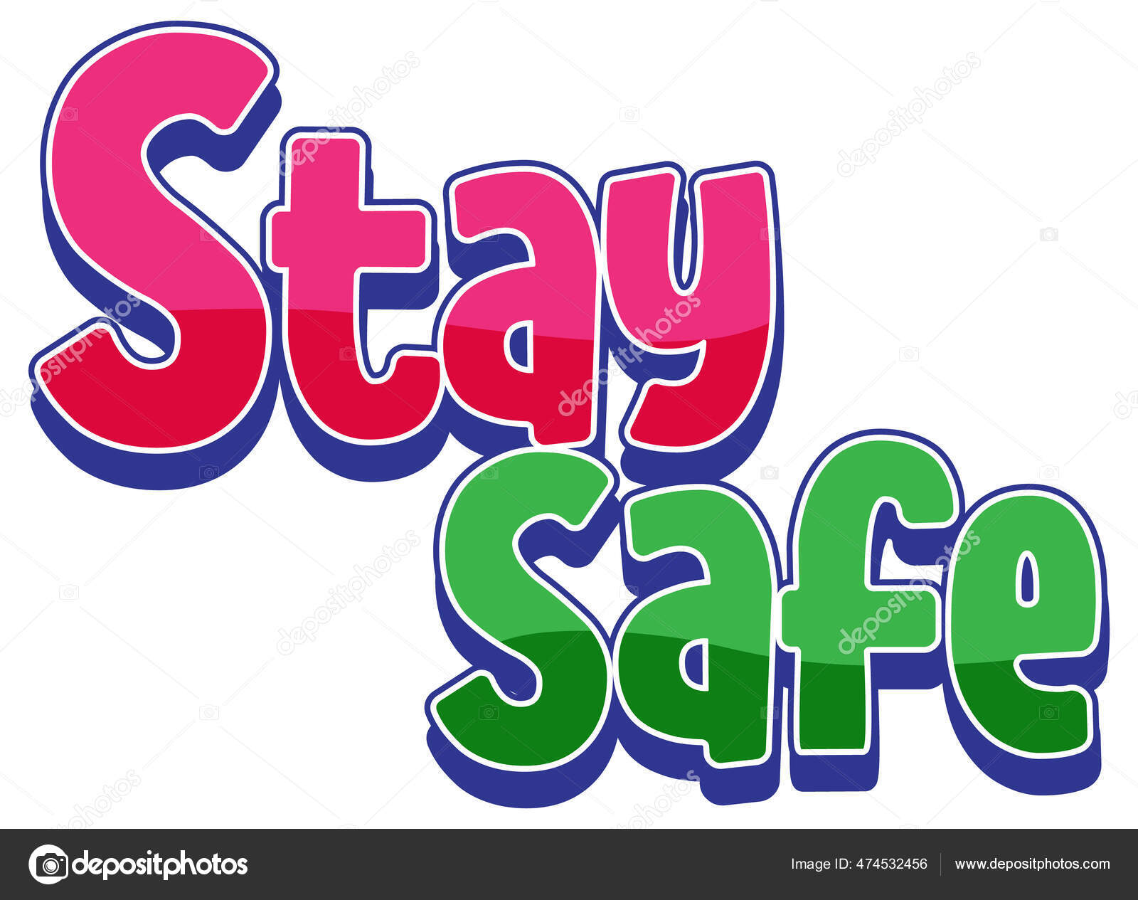Stay Safe Font Cartoon Style Isolated White Background Illustration ...