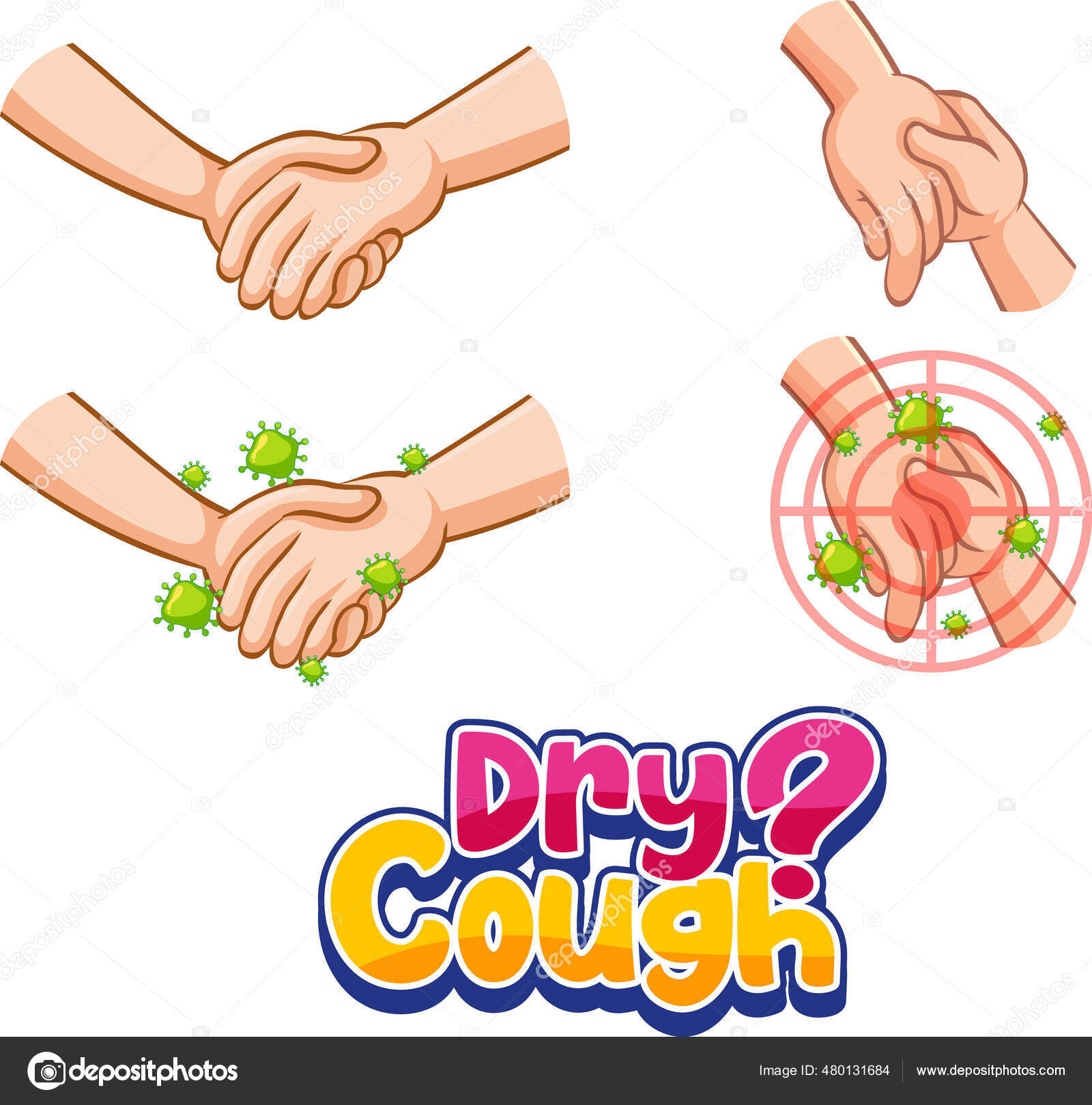 Fonta Batuk Kering Dalam Gaya Kartun Dengan Tangan Memegang Bersama ...