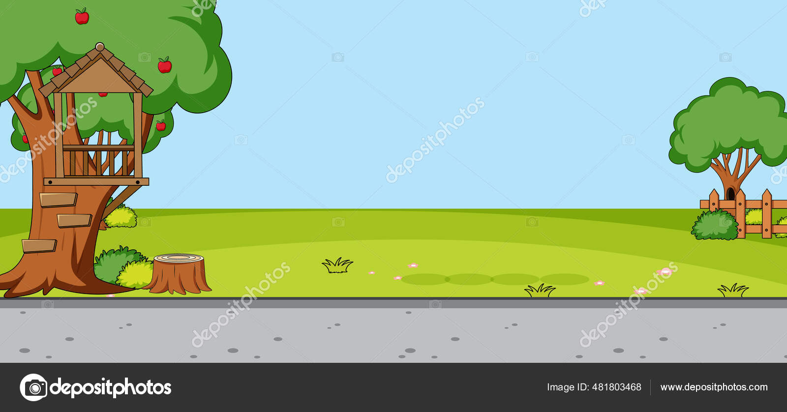 Empty Park Nature Scene Simple Style Illustration Stock Vector Image by ...
