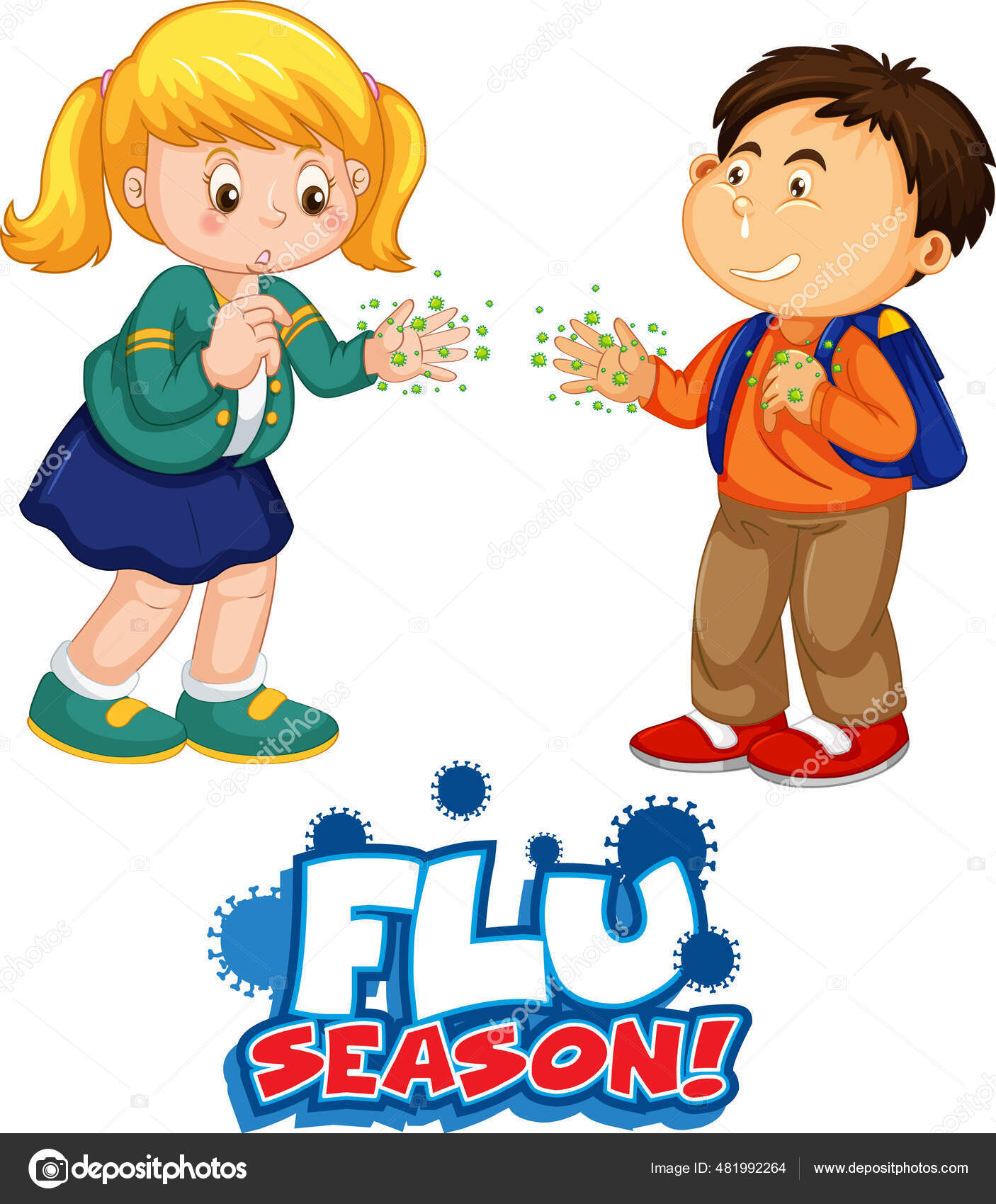 Griep Cartoon Meisje