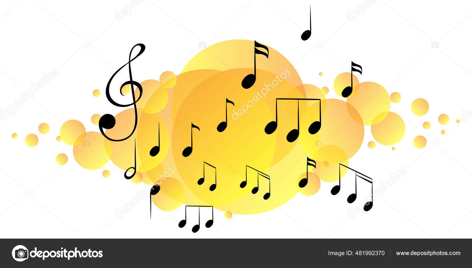 Simbol Melodi Musik Pada Ilustrasi Splotch Kuning Vektor Stok oleh ...