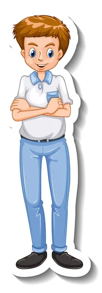 Sticker Template Man Standing Pose Illustration Stock Vector by ...