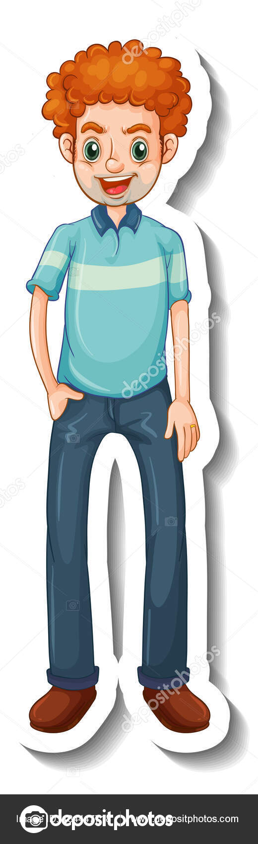 Sticker Template Man Standing Pose Illustration Stock Vector by ...