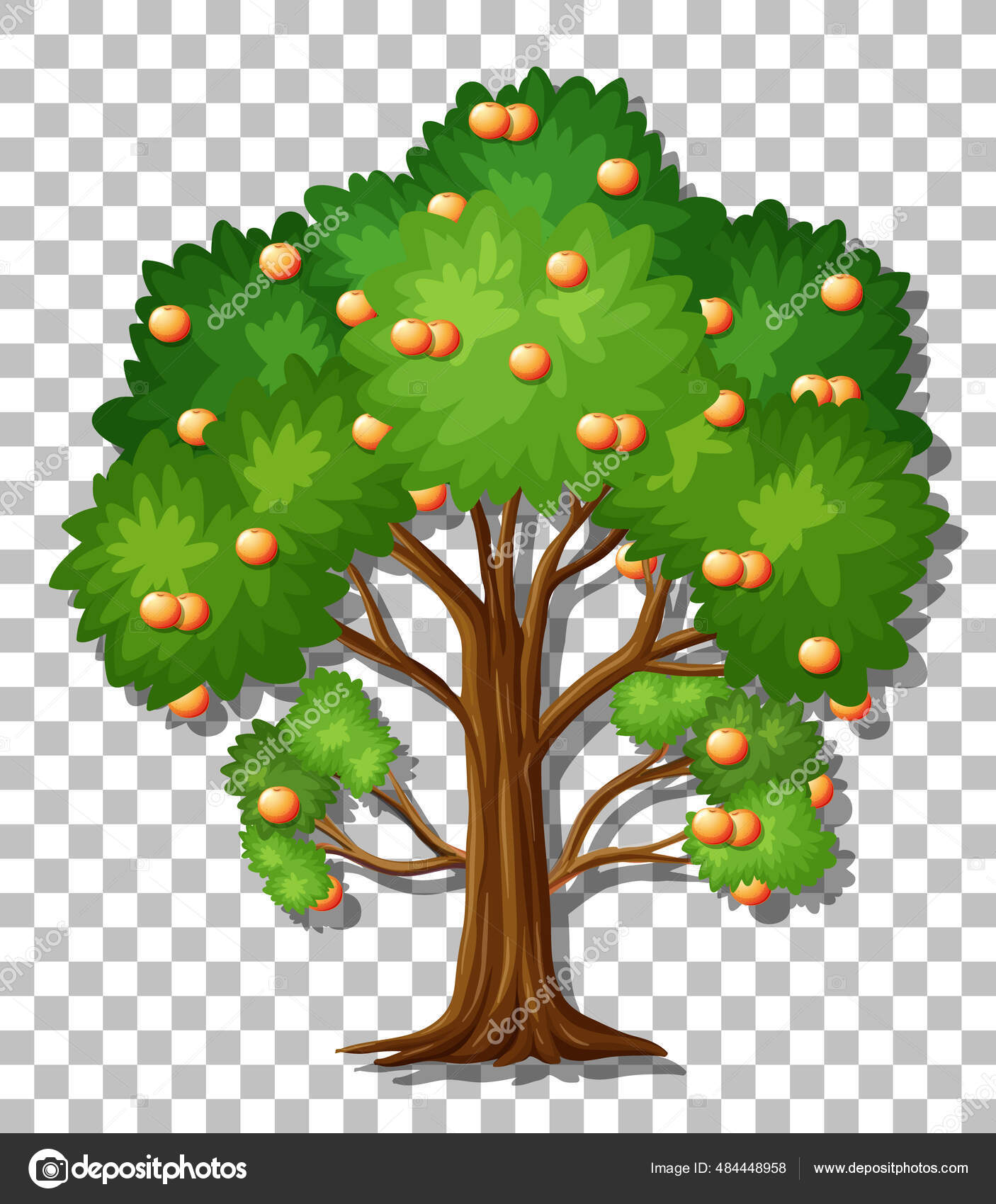 Orange Tree Transparent Background Illustration Stock Vector Image by ...