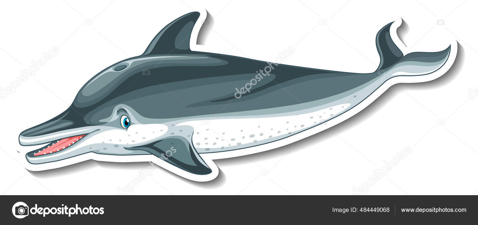 Plantilla Etiqueta Engomada Con Personaje Dibujos Animados Delfín ...