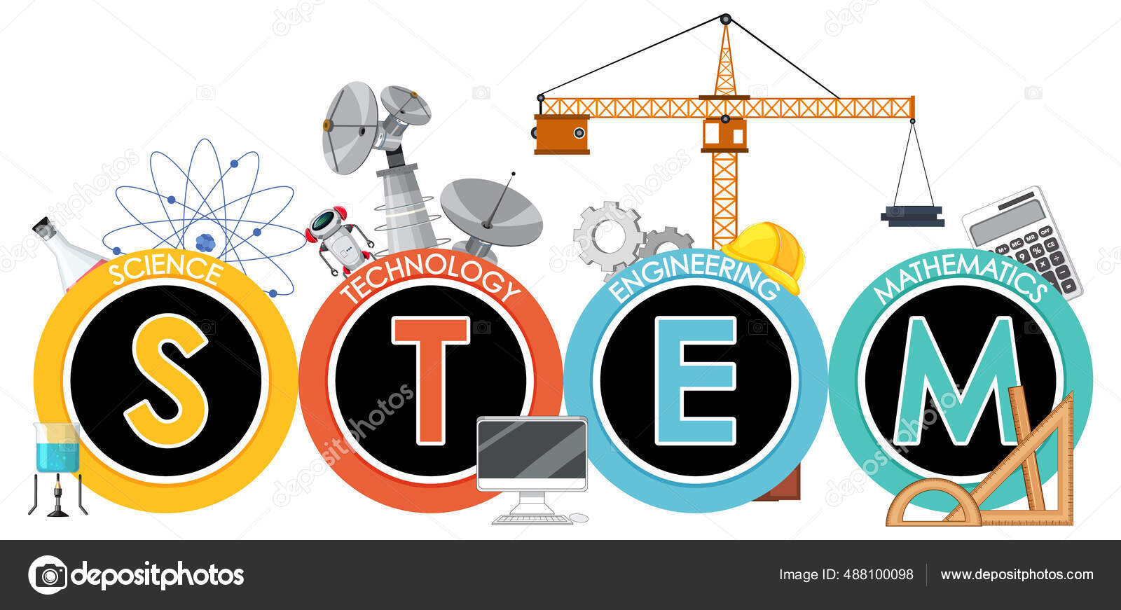 Stem Education Logo Banner White Background Illustration Stock Vector ...