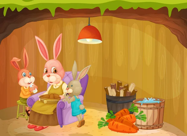 Rabbit Family Underground Ground Surface Garden Scene Illustration ...