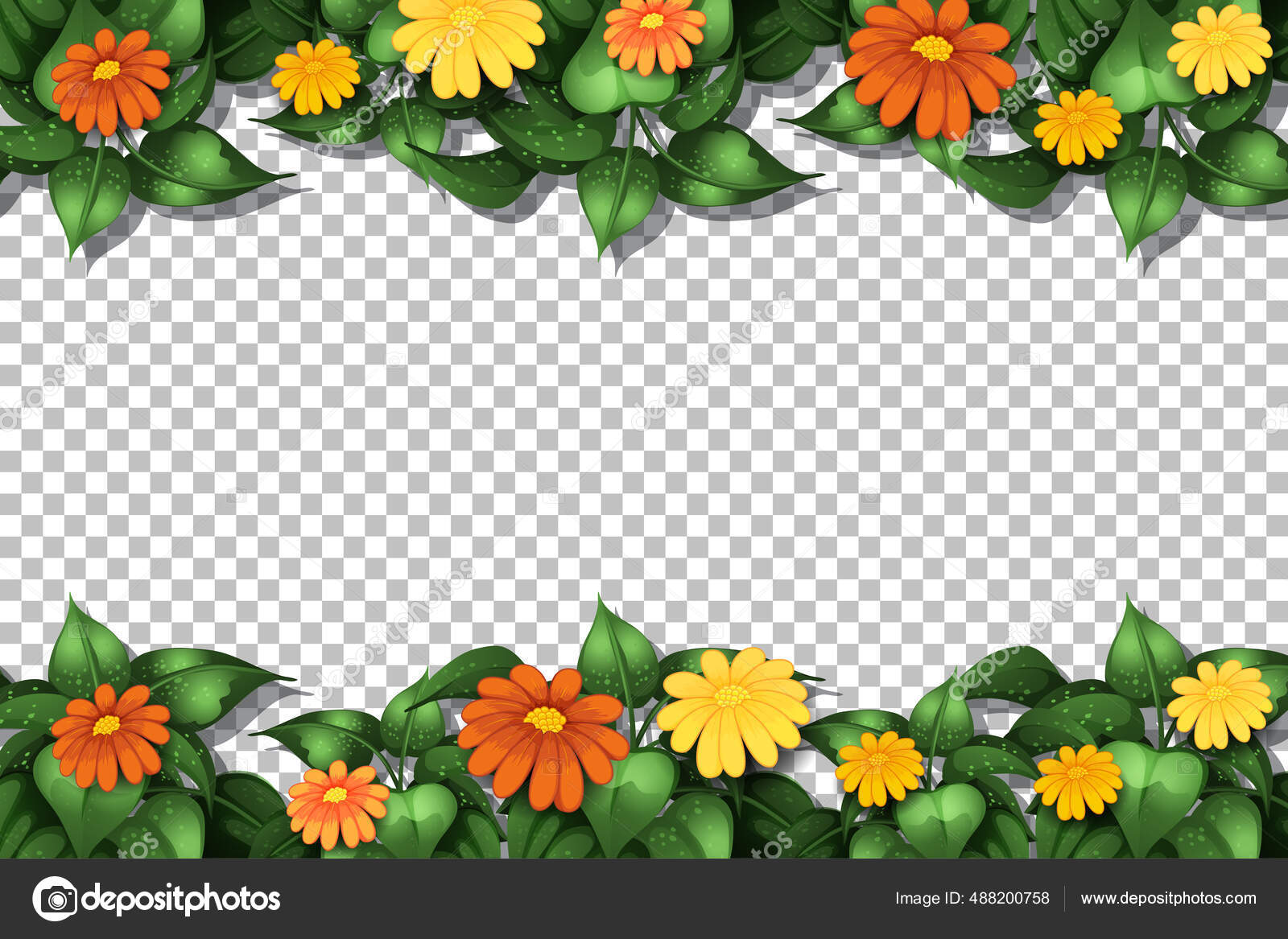 Flower Frame Template Transparent Background Illustration Stock Vector ...