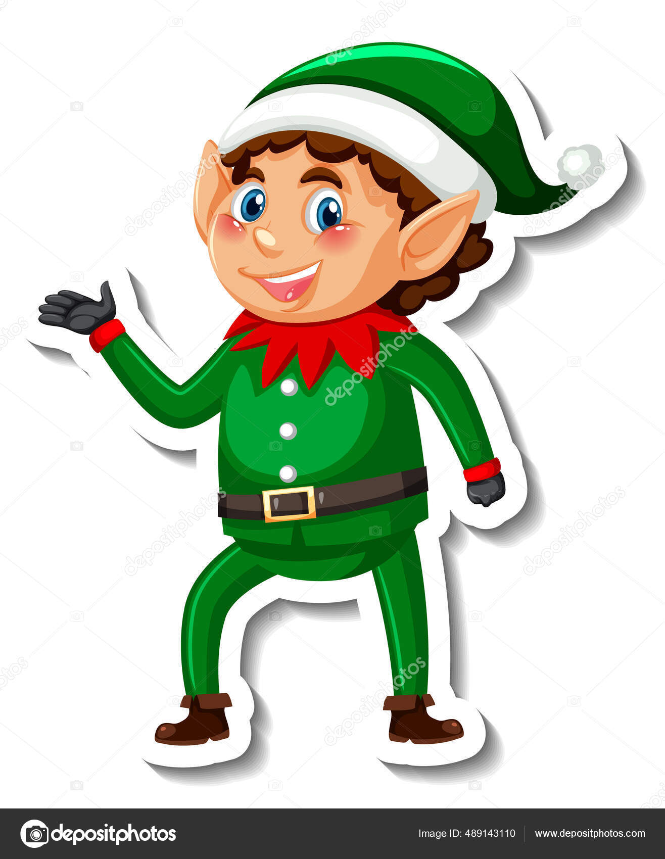 Sticker Template Little Elf Cartoon Character Isolated Illustration ...