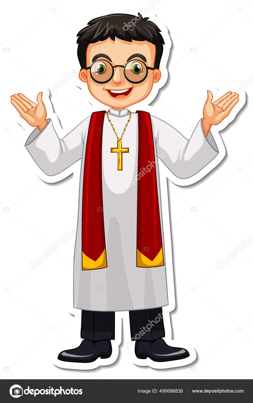 Karakter Kartun Dari Gambar Stiker Pendeta Vektor Stok oleh ...