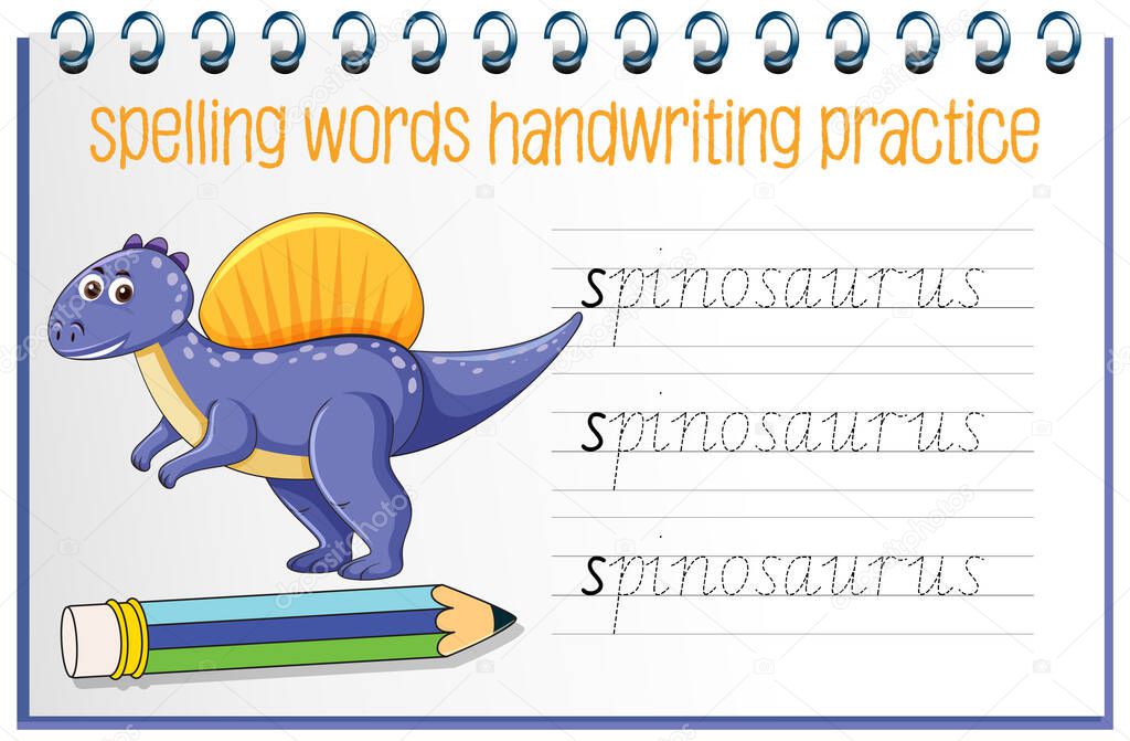 Ortografía Palabras Dinosaurio Escritura Manual Hoja Trabajo ...