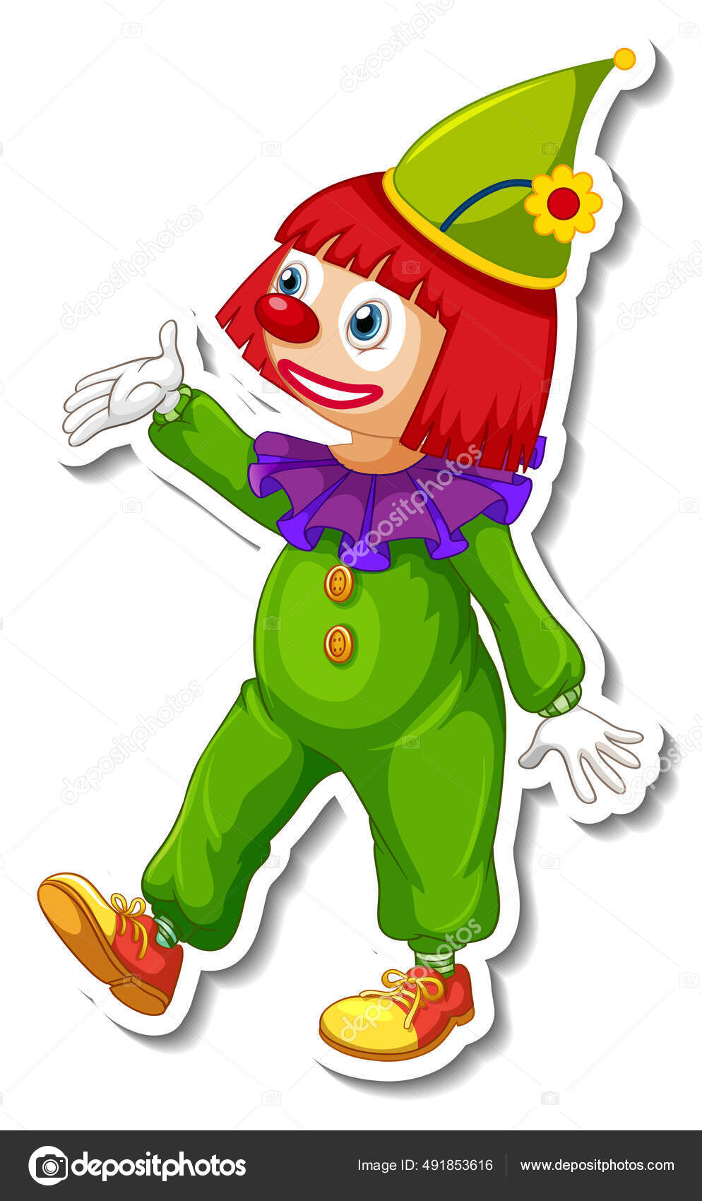 Sticker Template Happy Clown Cartoon Character Illustration Stock ...