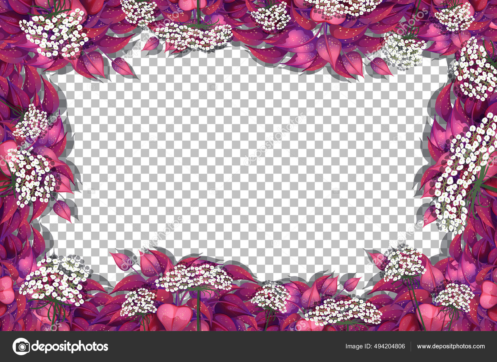 Pink Leaves Frame Template Transparent Background Illustration Stock ...