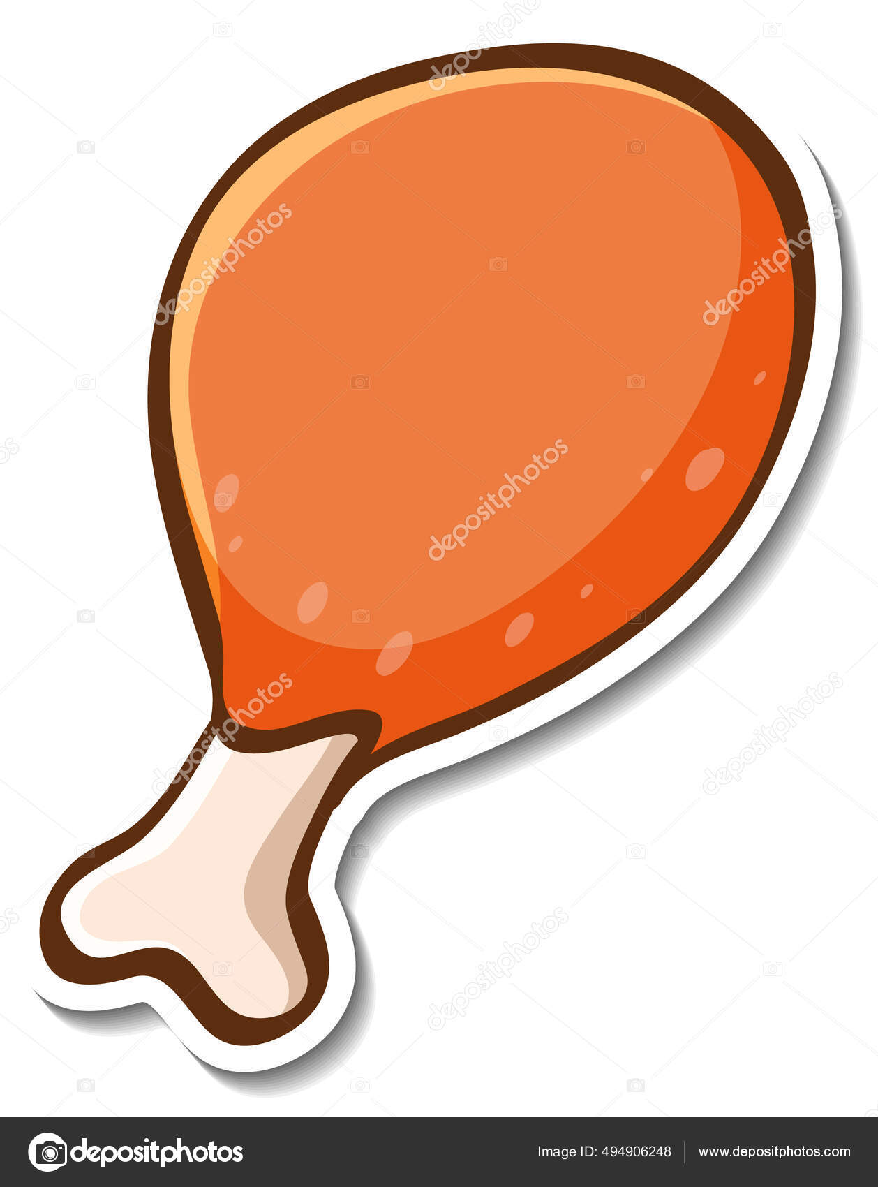 Fried Chicken Leg Sticker White Background Illustration Stock Vector by ...
