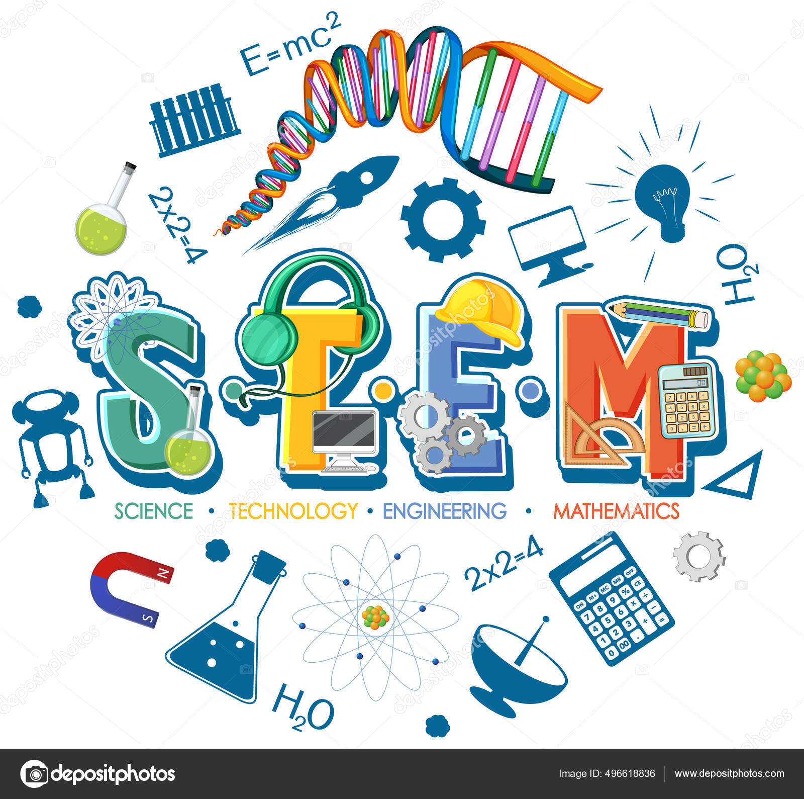Stem Education Logo Icon Ornament Elements Illustration Stock Vector ...