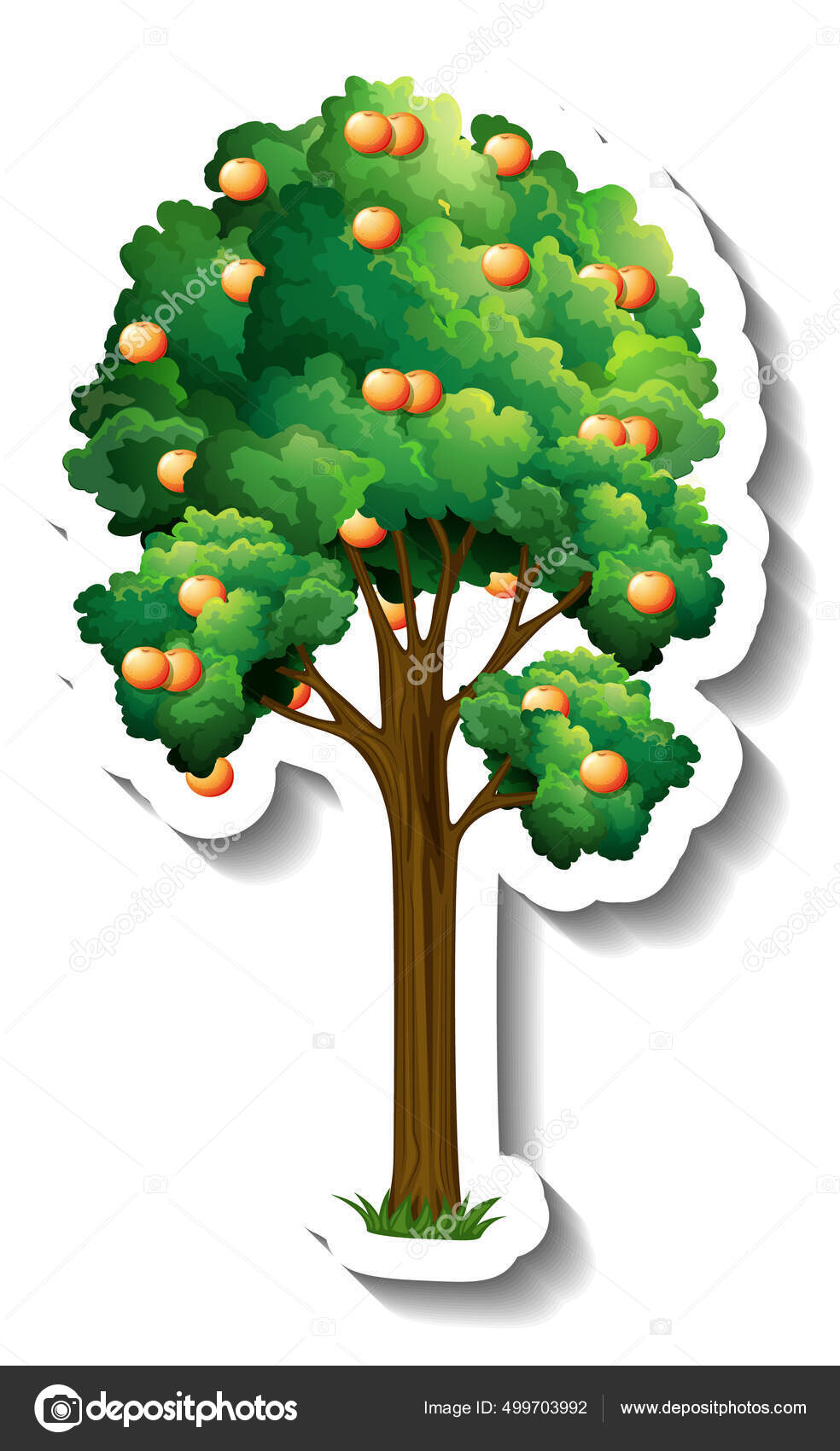 Orange Tree Sticker White Background Illustration Stock Vector by ...