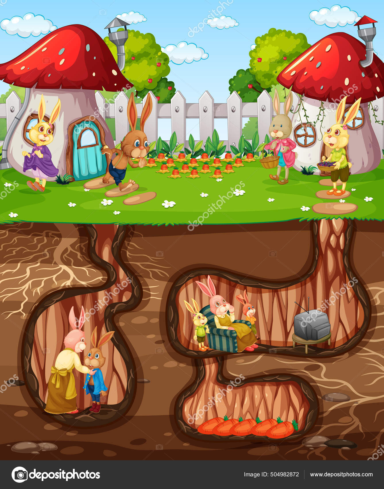 Rabbit Burrow Illustration