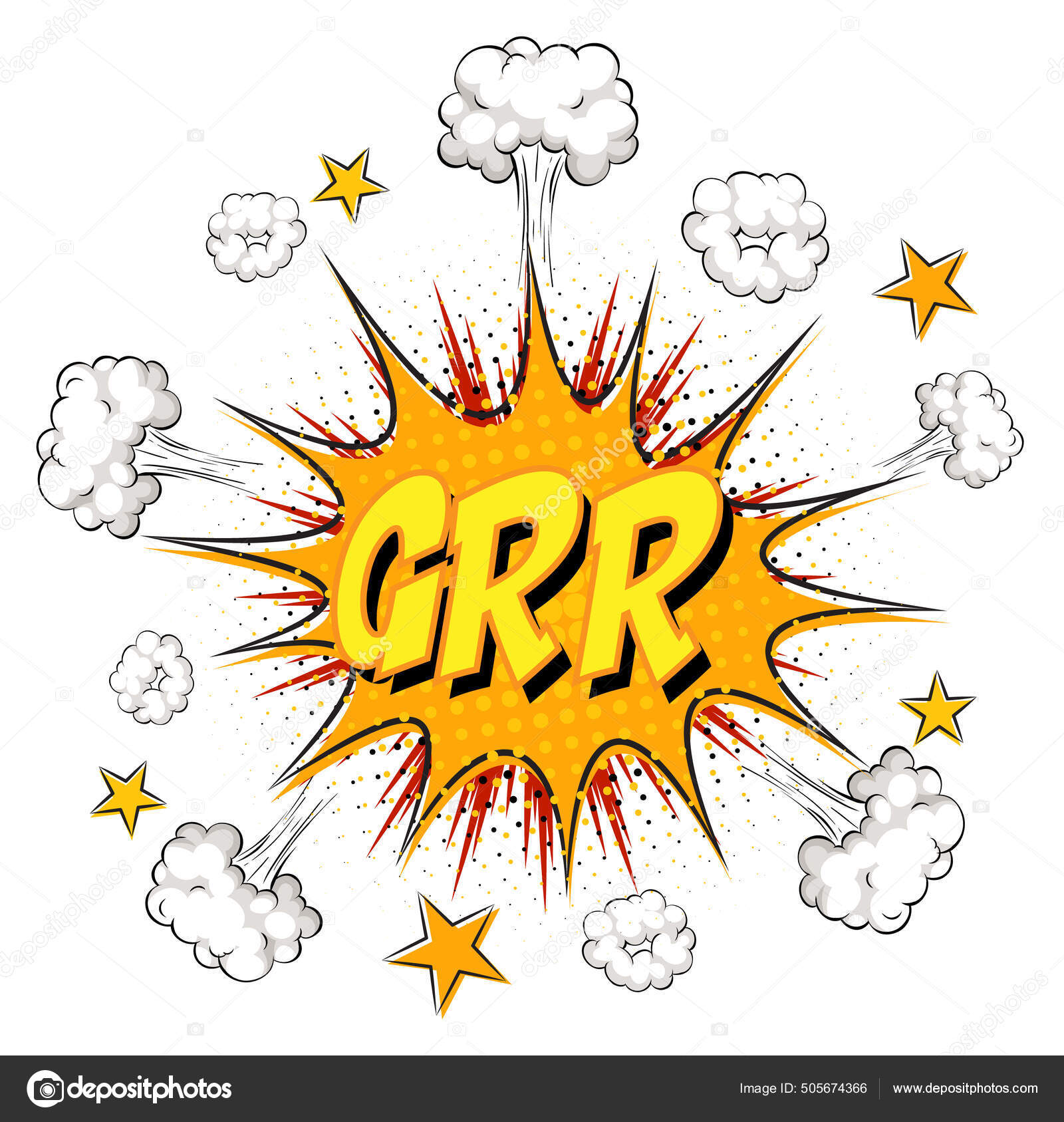 Grr Text Comic Cloud Explosion Isolated White Background Illustration ...