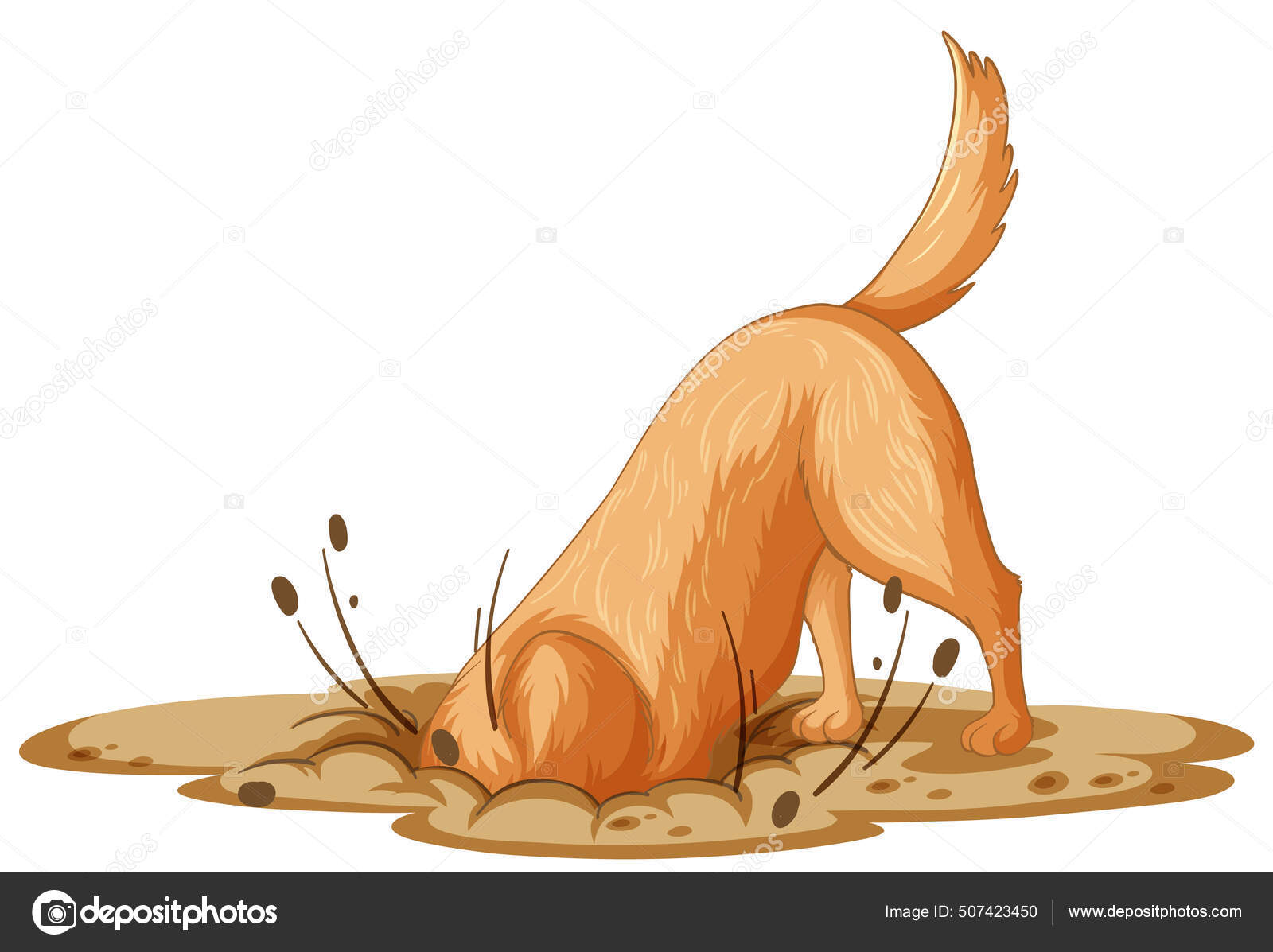 Dog Digging Dirt White Background Illustration Stock Vector Image by ...
