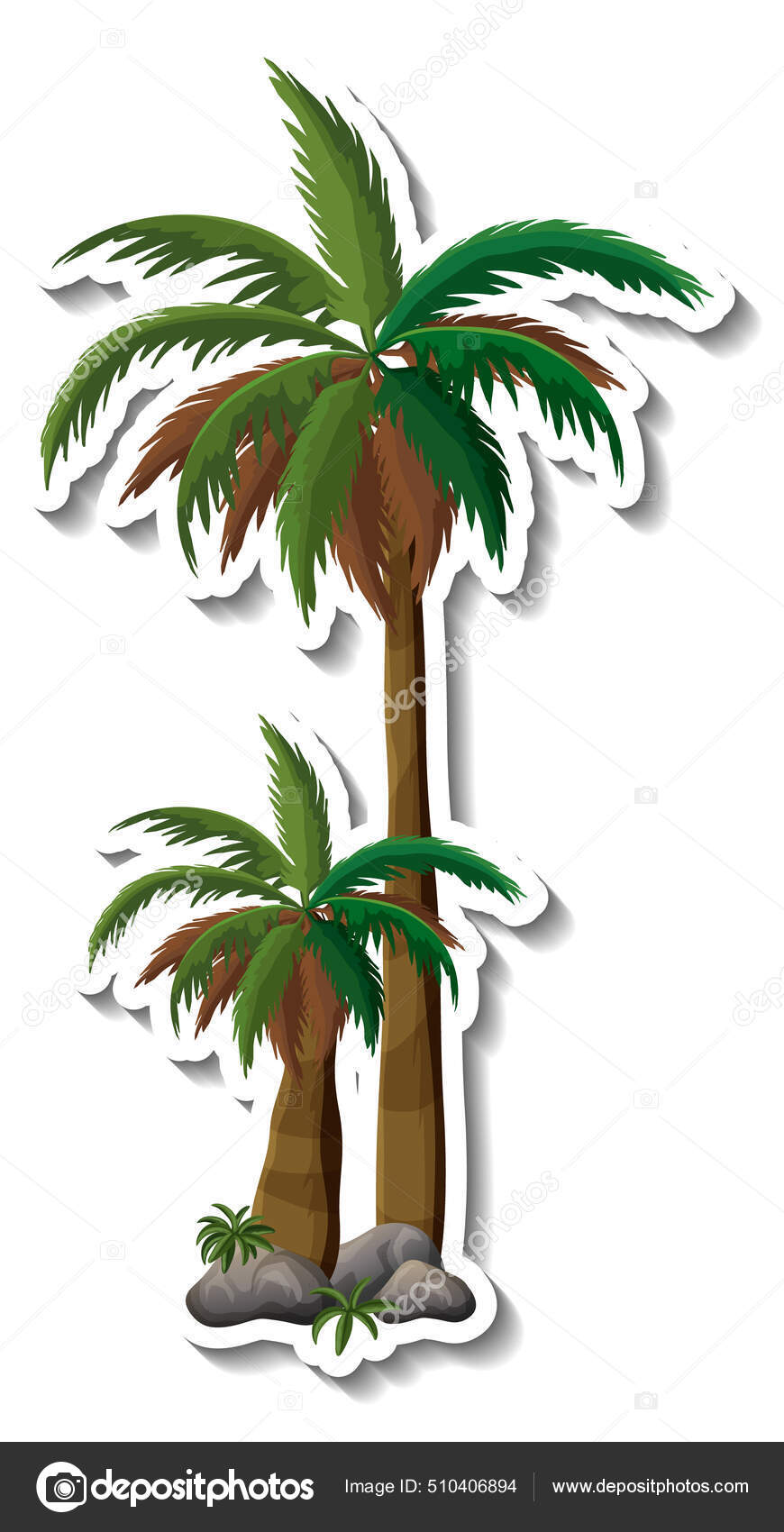 Palm Tree Sticker White Background Illustration Stock Vector by ...