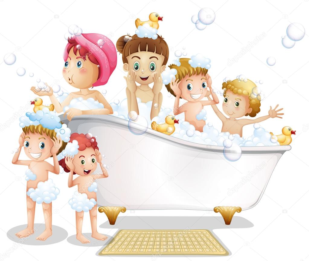 Bathing Kids Clip Art