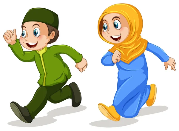 Happy Muslim kid cartoon Stock Vector Image by ©tigatelu #49605683