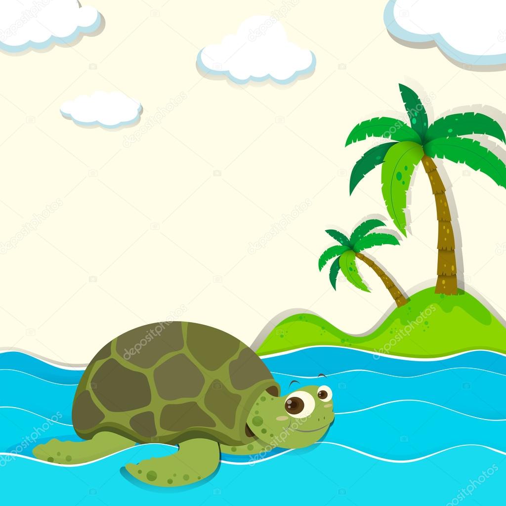 Cartoon Sea Turtle Swimming