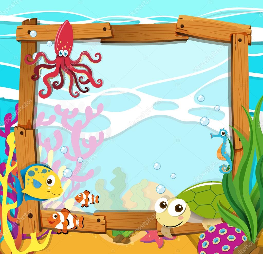 Border design with sea animals — Stock Vector © interactimages #92010272