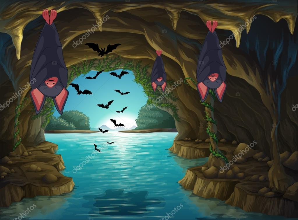 Bats living in the dark cave Stock Vector by ©interactimages 97444920