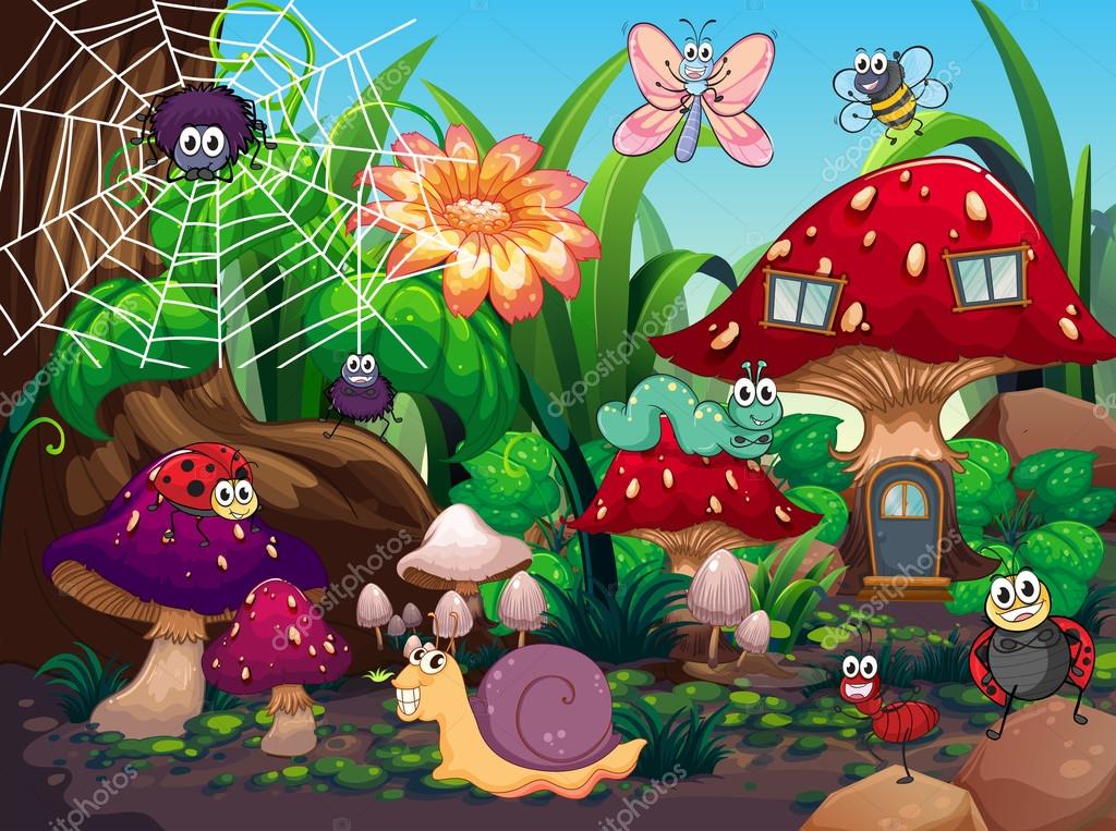 Insects living together in the garden Stock Illustration by ...