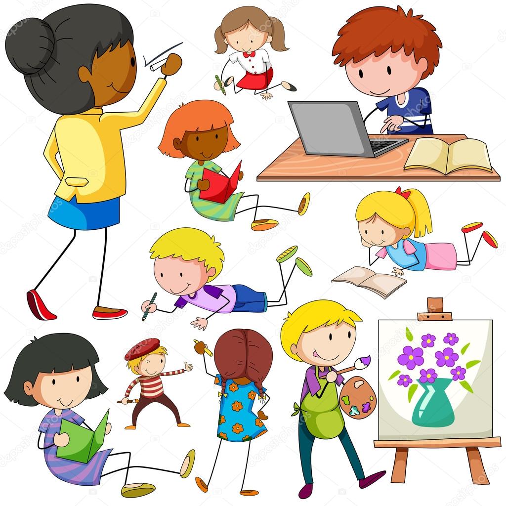 Personas que realizan diferentes actividades Vector de stock #99348922 ...