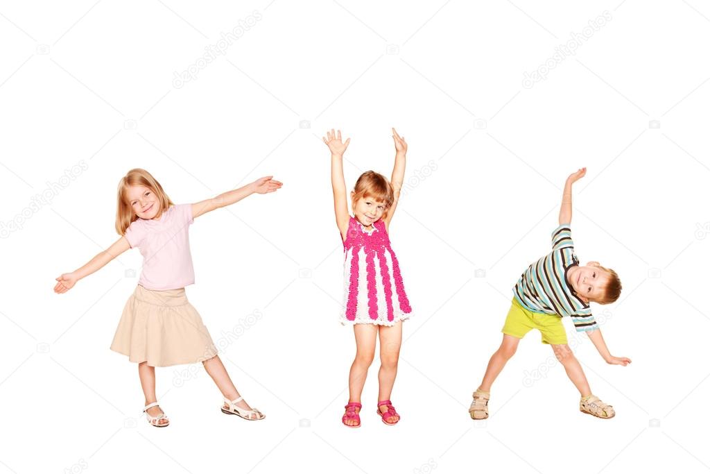 Funny little kids dancing. Isolated on white Stock Photo by ©Vitalinka ...