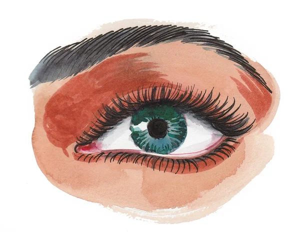 Beautiful Crying Eye Ink Watercolor Drawing Stock Illustration by ...