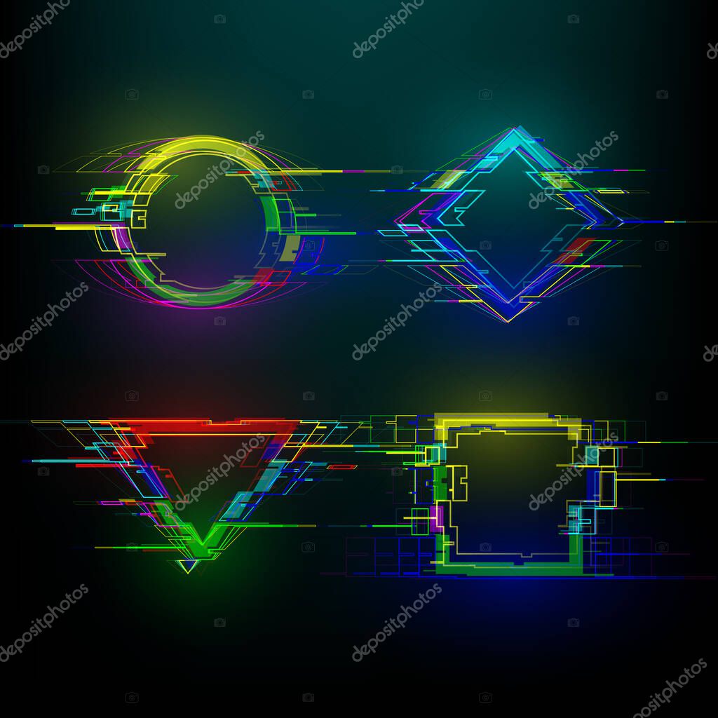 Conjunto de formas de geometría de fallos futuristas en estilo ...