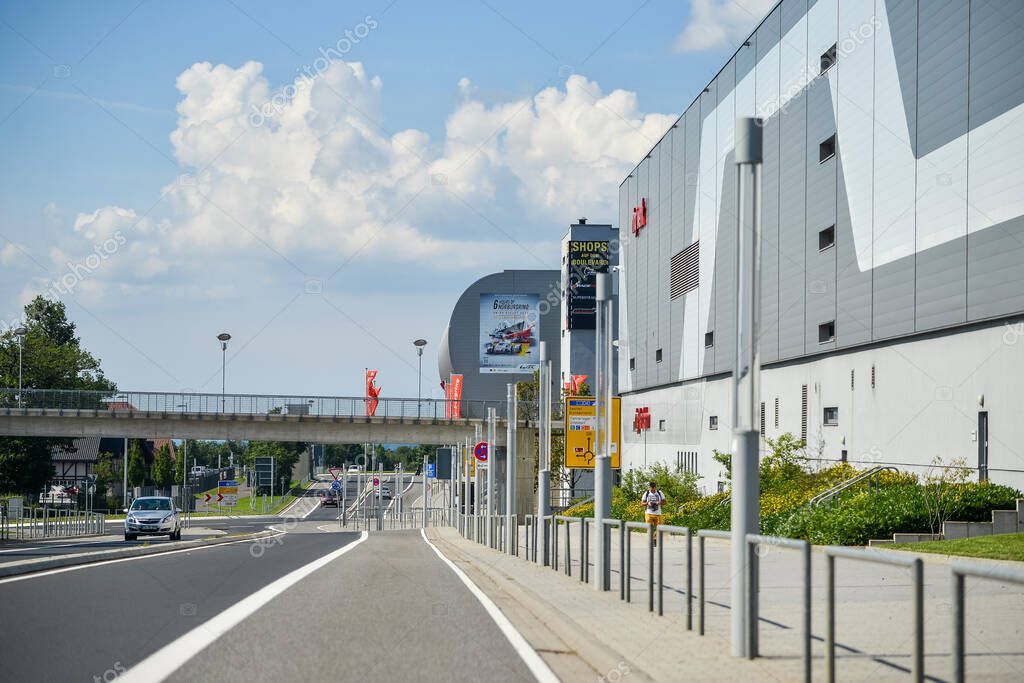 Nurburg, Germany - August 20, 2015. Nurburgring racetrack entrance ...