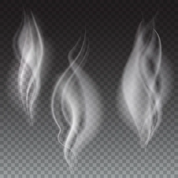 Realistic cigarette smoke waves or steam on transparent background ...