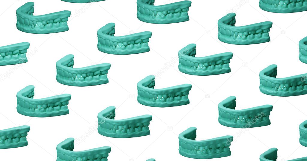 Ilustración en 3D de un patrón de muchos dientes azules, de color ...