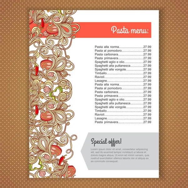 Pasta menu Vector Images, Royalty-free Pasta menu Vectors | Depositphotos®