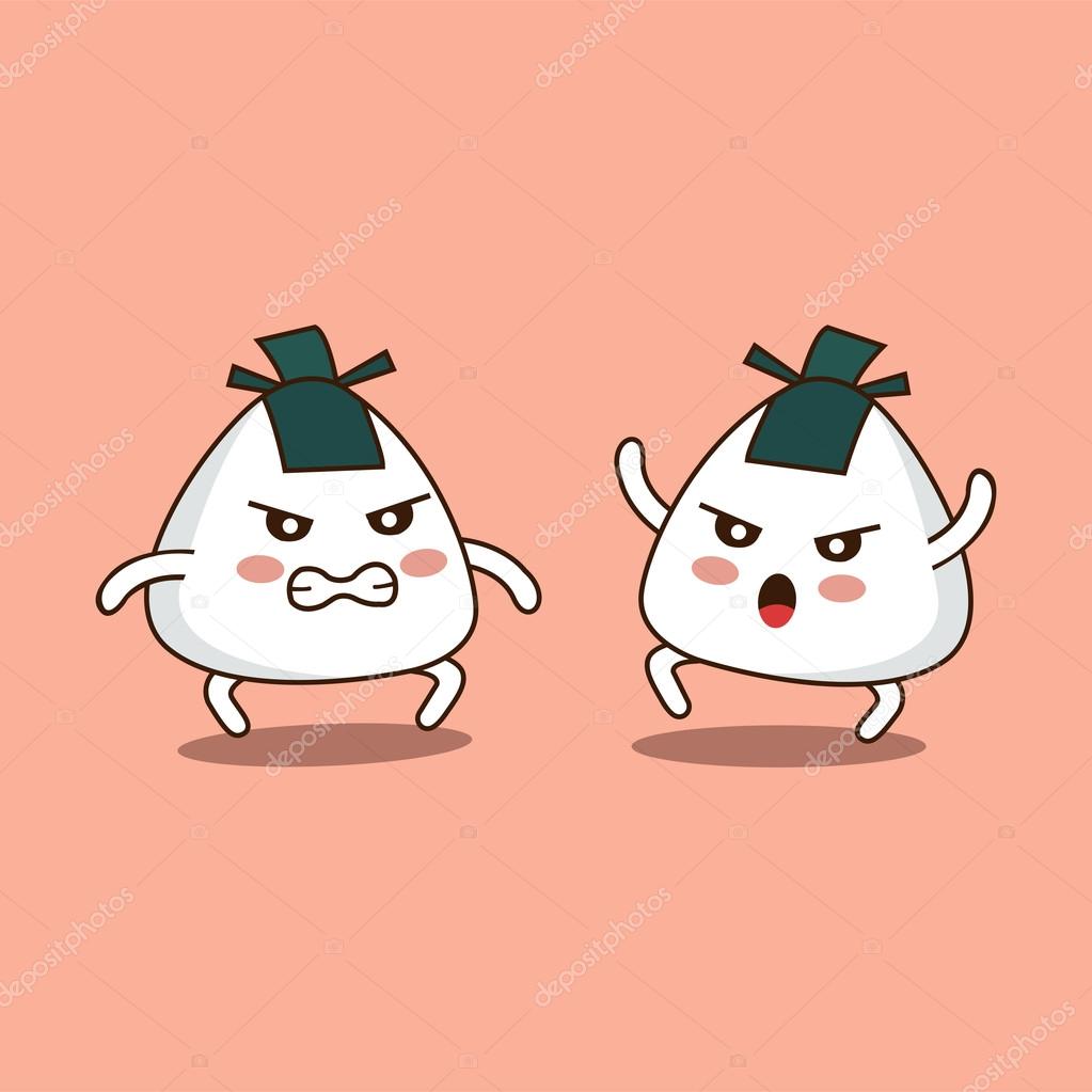 Vector Sumo Onigiri ilustración de personajes de dibujos animados 2023