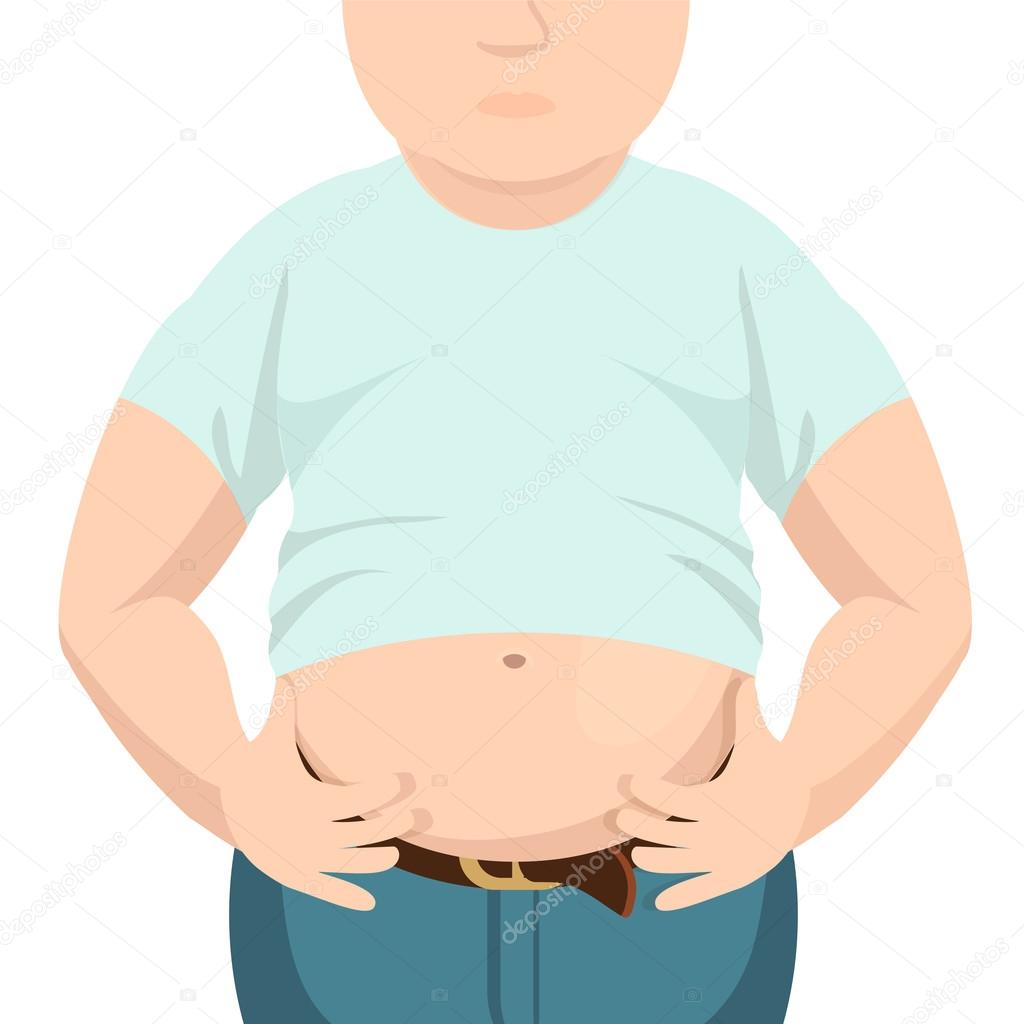 Abdomen Fat Overweight Man With A Big Belly Vector Illustration Stock