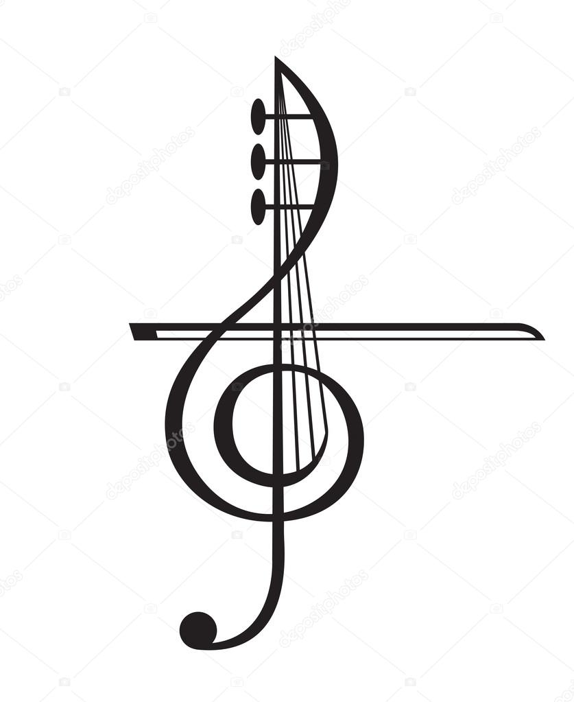 Violin and treble clef — Stock Vector © alexkava #124798090